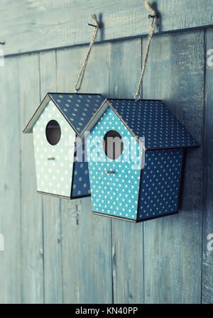 Wooden vintage birdhouses on old dry tree Stock Photo - Alamy
