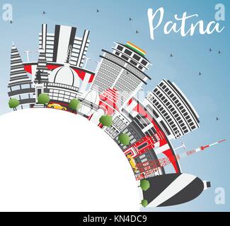 Patna India City Skyline with Gray Buildings Isolated on White. Vector ...