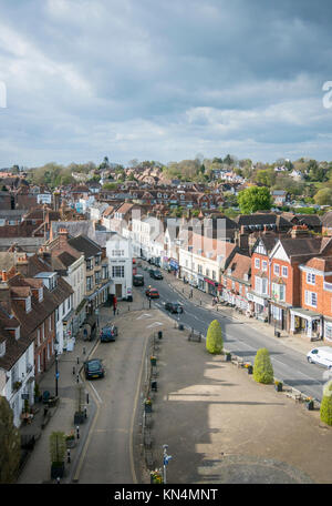 Aerial view of Battle high street, a town in East Sussex, UK Stock ...