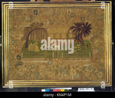 This embroidered sampler showcases intricate needlework and patterns ...