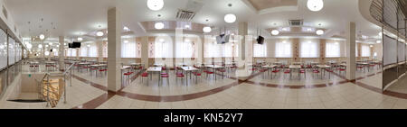 panorama of big cafe with a set of tables Stock Photo - Alamy