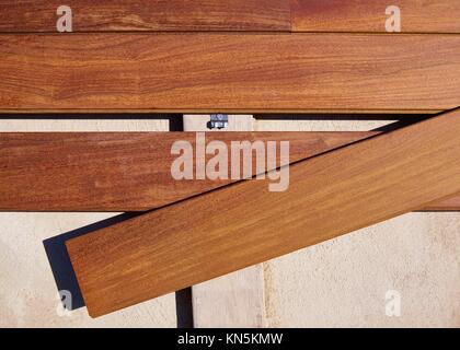 Ipe teak decking deck wood installation clips fasteners Stock Photo - Alamy