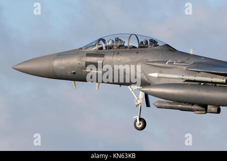 Close up of the nose of a USAF F-15E Strike Eagle at RAF Lakenheath. A ...