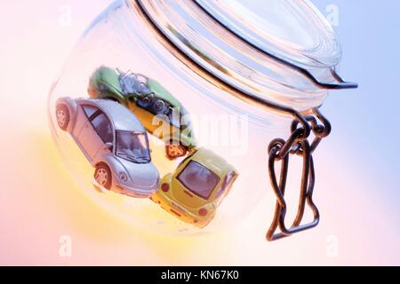 A traffic jam of miniature toy cars at an intersection Stock Photo - Alamy