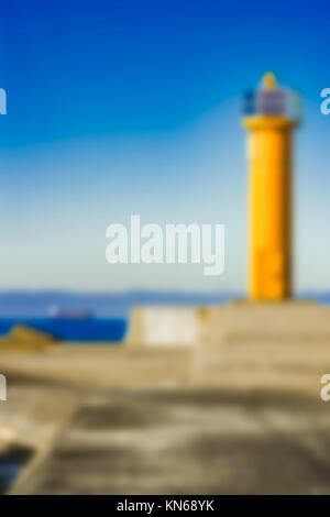 Yellow lighthouse - soft lens bokeh image. Defocused background Stock ...