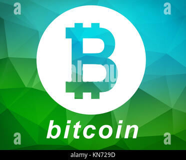 Bitcoin cryptocurrency and blockchain technology concept on blurred ...