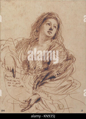 Depiction of a Cimmerian Sibyl holding a scroll, illustrating drapery ...