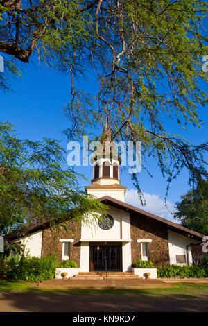 A beautiful old church in Haleiwa Oahu Hawaii exists among the Stock ...