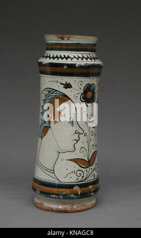 This Albarello, a type of Italian maiolica pottery, dates from the ...