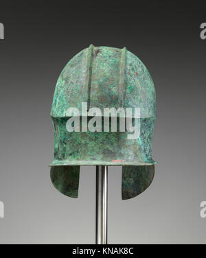 This bronze helmet, of Illyrian type, was used in ancient warfare ...