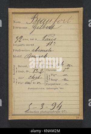 A historical record of Gilbert Beaufort, a 32-year-old anarchist born ...