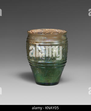 A glass beaker from the Roman period, signed by the artisan Jason ...