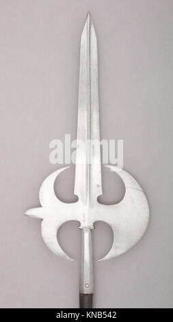 This halberd combines spear, axe, and hook, representing medieval ...