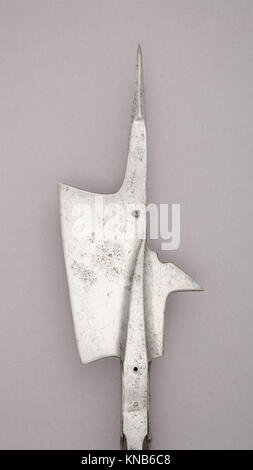 This halberd combines spear, axe, and hook, representing medieval ...