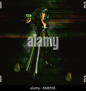 Sci fi female holding a gun Stock Photo - Alamy