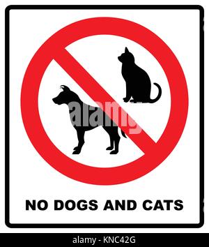 No Dogs and Cats red sign. No pets allowed sign. round red no pets ...