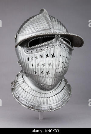 This burgonet is a type of helmet, typically worn in the 16th century ...