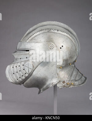 This medieval armet helmet provides head and neck protection ...