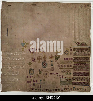 This embroidered sampler, part of the MET collection, is a fine example ...