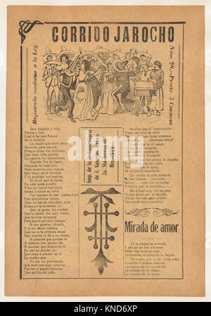 This broadsheet features two corrido love ballads, a popular narrative ...