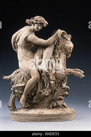The sculpture 'Bacchante Riding a Goat' depicts a mythological scene ...