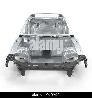 Car Frame without Chassis on white. Angle from up. 3D illustration ...