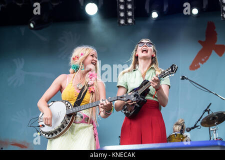 Solveig Heilo of the Norwegian folk-rock band Katzenjammer performs on ...