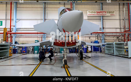 Staff assemble a Eurofighter Typhoon aircraft at BAE Warton in ...