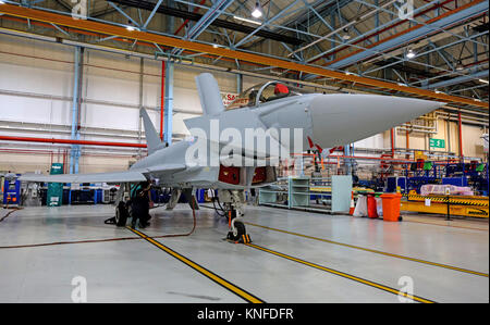 Staff assemble a Eurofighter Typhoon aircraft at BAE Warton in ...