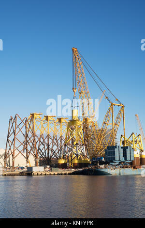 Wind turbine supports or jackets at the Hadrian yard of Offshore Group ...