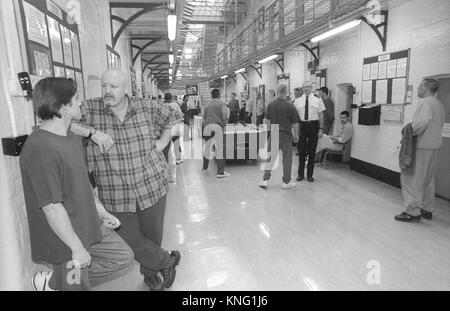 General view of prison wing during inmate association, HMP Winchester ...