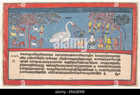 Krishna Slays Bakasura, the Crane Demon: Page from a Dispersed ...