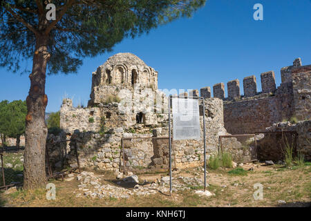 Ruins of old byzantine church at citadel on castle hill, seljuk age ...