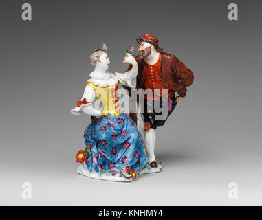 This artwork portrays Columbine and Pantaloon, characters from Commedia ...