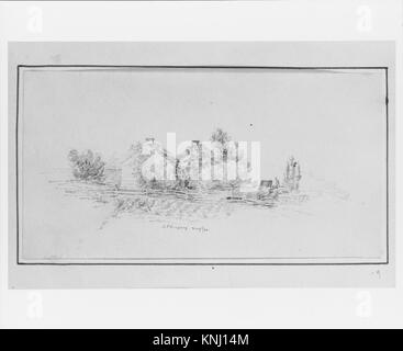 An artwork from the Cropsey Album showing a carpenter working with his ...