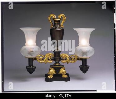 19th Century Argand lamp. Historical artwork showing an oil lamp ...