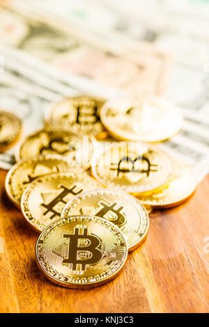 Bitcoins on a metal table Stock Photo - Alamy