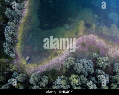 drone imagery of the beautiful lake in Troyes France called Lac D ...