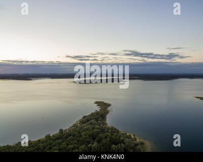 drone imagery of the beautiful lake in Troyes France called Lac D ...