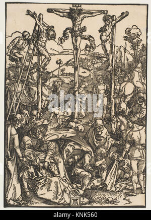 The artwork 'Calvary with the Three Crosses' depicts the biblical scene ...
