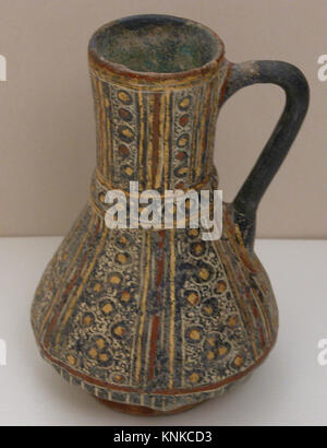 13th century Iranian pottery ewer in stonepaste, decorated with ...