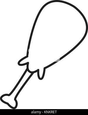 Food meat chicken leg cartoon line drawing, vector, horizontal, over ...