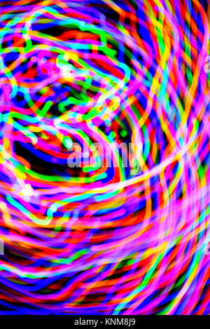 Multi color light painting photography, swirl and curve of blue, green ...