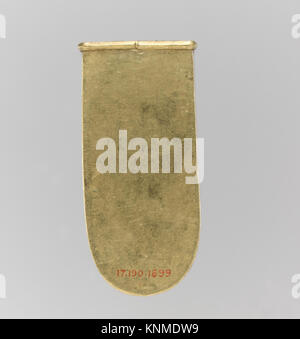 This unfinished gold strap end, catalog MET dp30419, is an Avar culture ...