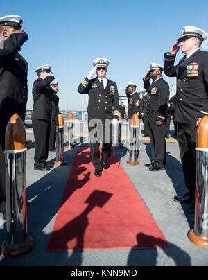 MIDWAY MUSEUM, Calif. (Dec. 01, 2017) CDR Danielle Defant salutes the ...