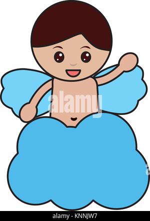 Cupid on cloud with arch in black and white Stock Vector Image & Art ...