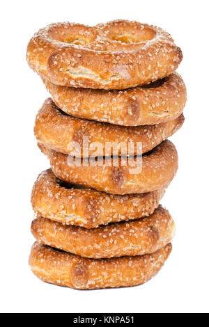 Delicious pretzels isolated on white background Stock Photo - Alamy