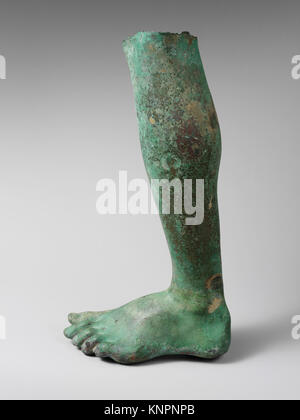 This Roman bronze left leg and foot, from the 1st or 2nd century A.D ...
