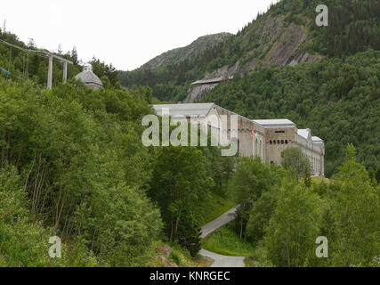 The Vemork Hydroelectric Power Plant in Rjukan, Norway seen from above ...
