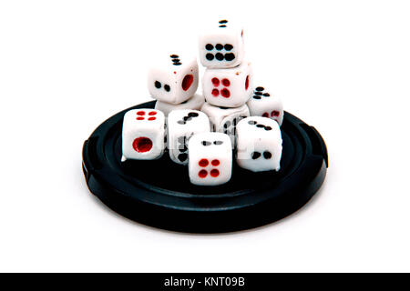 Dice lined on the white floor Stock Photo - Alamy